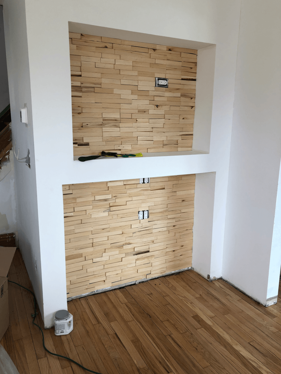 See how we added warmth with a DIY wood shim accent wall - A Life Unfolding