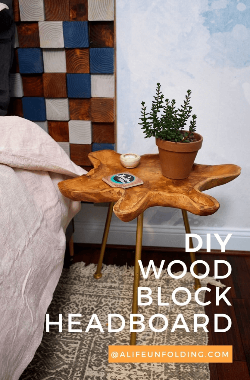 Wood block Headboard DIY - A Life Unfolding
