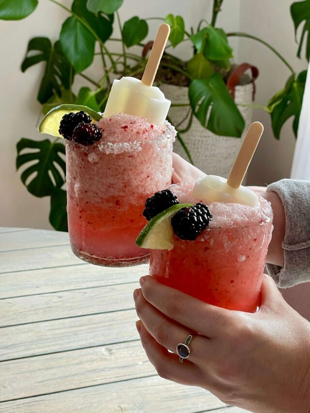 Frozen Blackberry-Lime Margarita with a popsicle garnish- Sipping ...