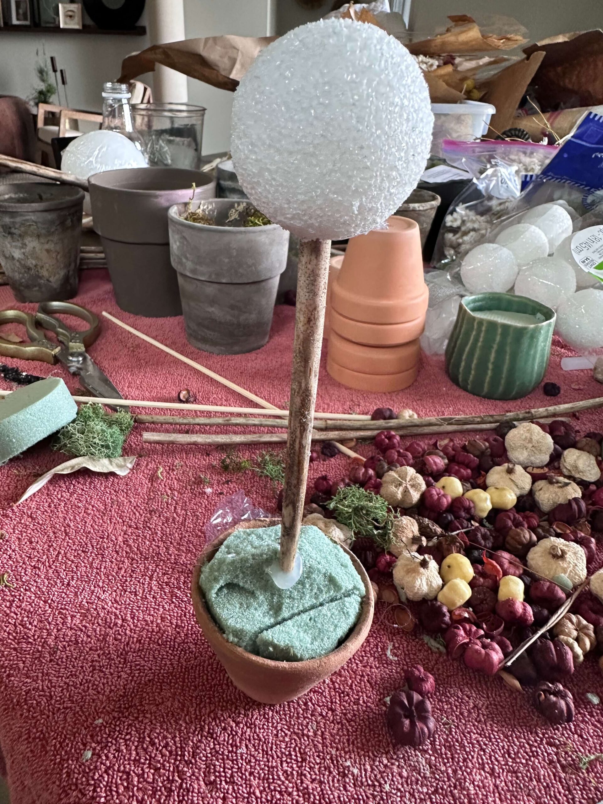 How To Make Topiaries Using Dried Flowers And Moss. - A Life Unfolding